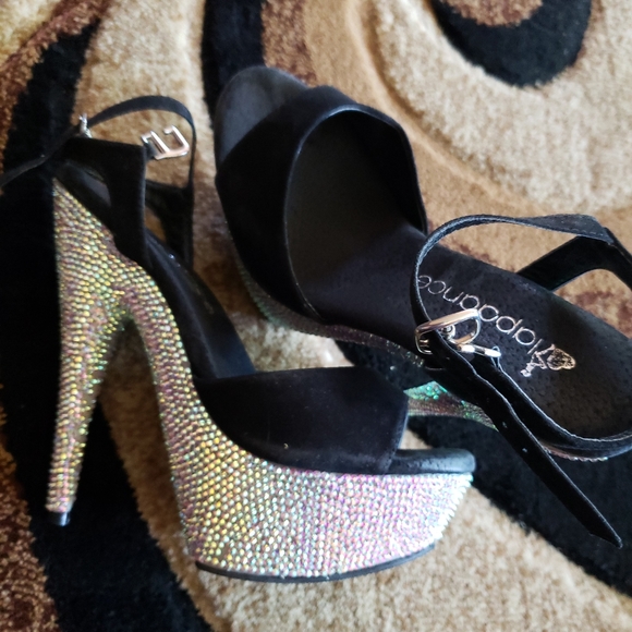 lapdance | Shoes | 6in Rhinestone Black Suede Platform Heel | Poshmark